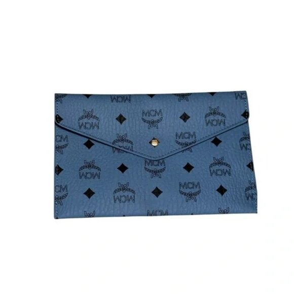 MCM | Bags | Mcm Visetos Blue Envelope Clutch Nwot | Poshmark